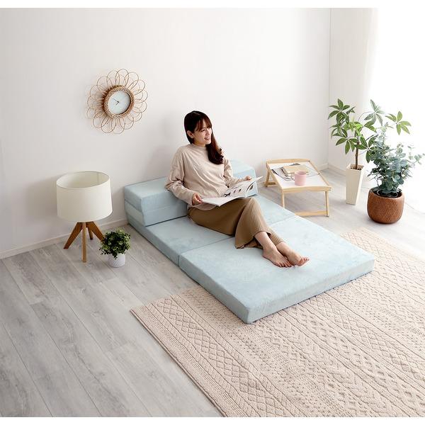 【商品名】 ソファーマットレス 約幅100cm シングル ブルー ウレタンフォーム 4Way 折りたたみ ソファマットレス リビング インテリア家具 【ジャンル・特徴】 ソファー マットレス ソファ ベッドルーム 寝室 子供部屋 引っ越し ...