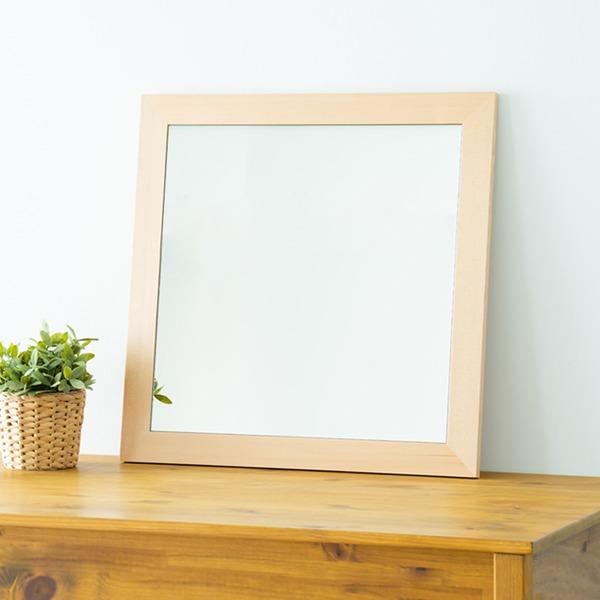 【商品名】 幅広枠正方形ウォールミラー(60)(ナチュラル) 天然木 姿見鏡 ワイド 高級感 木製 飛散防止加工 壁掛け 北欧風 ヴィンテージ 韓国インテリア 玄関 トイレ 洗面 日本製 完成品 NK-32 【ジャンル・特徴】 ウォールミラ...