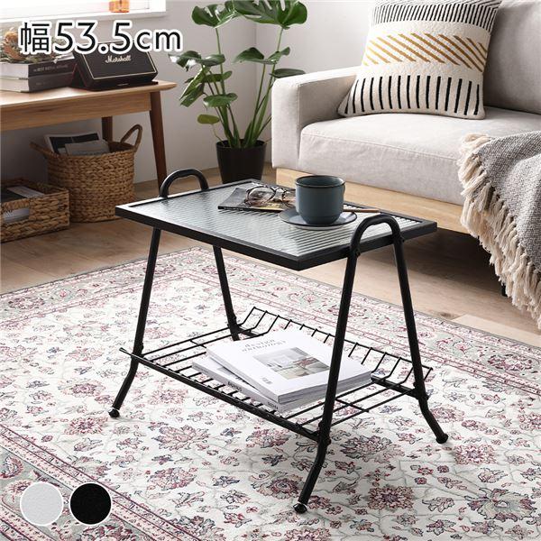 【商品名】 コーヒーテーブル ブラック 約幅53.5×奥行38×高さ45.5cm 棚付き レトロ調 コンパクト ローテーブル インテリア家具 組立品 【ジャンル・特徴】 センターテーブル ベッドサイドテーブル ソファサイドテーブル テーブル...