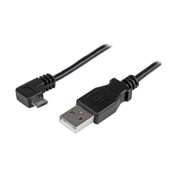 【商品名】 （まとめ） StarTech.com Micro USB L型右向きケーブル 0.5m Type A（オス）-Micro B（オス）充電＆同期用 ブラック USBAUB50CMRA 1本 【×2セット】