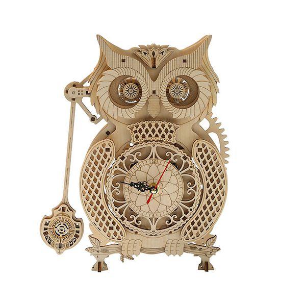 【商品名】 キヨラカ 木製模型 福を呼ぶふくろう時計  インテリア MF-F01 【ジャンル・特徴】 5つの喜び! 木製模型 [ MF-F01 ]