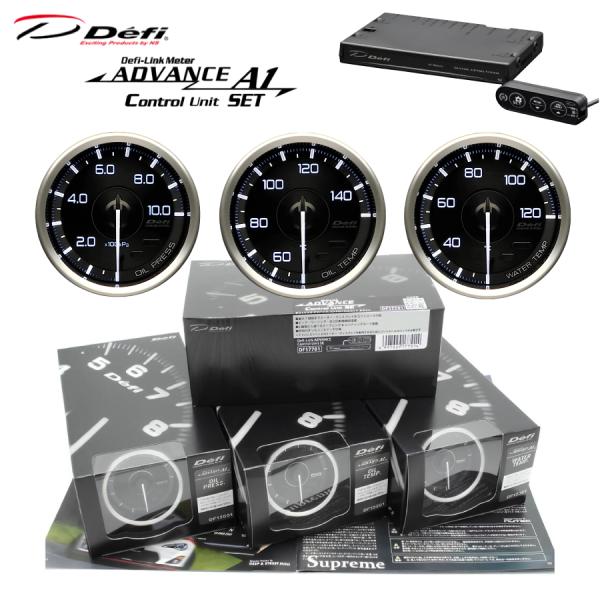 Defi　ADVANCE　A1　（60Φ)水温計&amp;油温計&amp;油圧計&amp;  アドバンスコントロールユニットSE DF17701(センサーはメーターに付属しております。)ADVANCE A1は低反射加工を施したガラスや、ヘア...