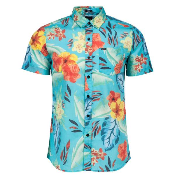 VOLCOM（ボルコム）2016【Loui Lo S/S】Modern fitコットンレーヨンアロハ柄シャツカラー：BRB《サイズの目安》平置き採寸Ｍ：肩幅（約45cm）身幅（約55cm）着丈（約74cm)※メジャーで測ったおおよそのサイズ...