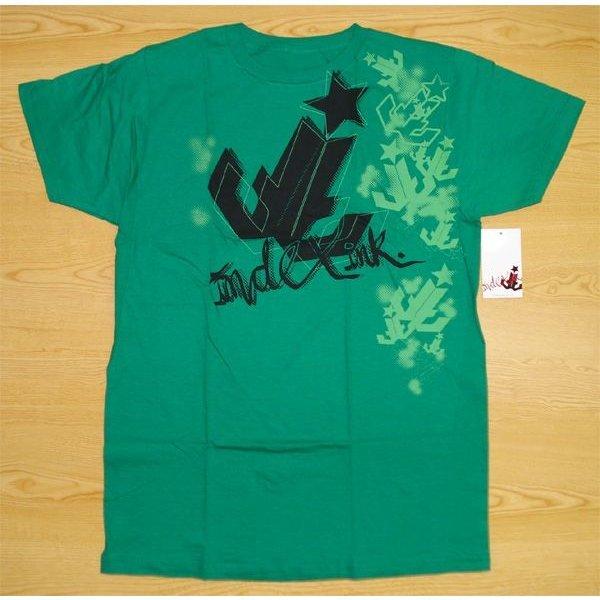 INDEX INK/インデックス・インクＴシャツ「USA生まれのスケートボード＆ボード関連アパレルのブランド、遂に日本上陸！」カラー：GREENサイズの目安（平置き採寸）Ｍ：肩幅（約42cm）身幅（約50cm)身丈（約69cm）Ｌ：肩幅（約...