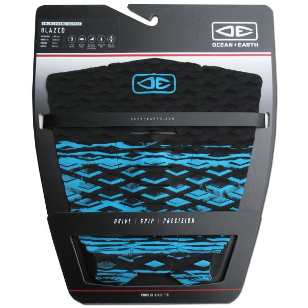 OCEAN &amp; EARTH(オーシャン＆アース)デッキパットBLAZED 3 PIECE BLUE/BLACK PERFORMANCEサイズ：幅300mm 高さ305mm3ピース　/7mmアーチ /25mmキックGROOVE : D...