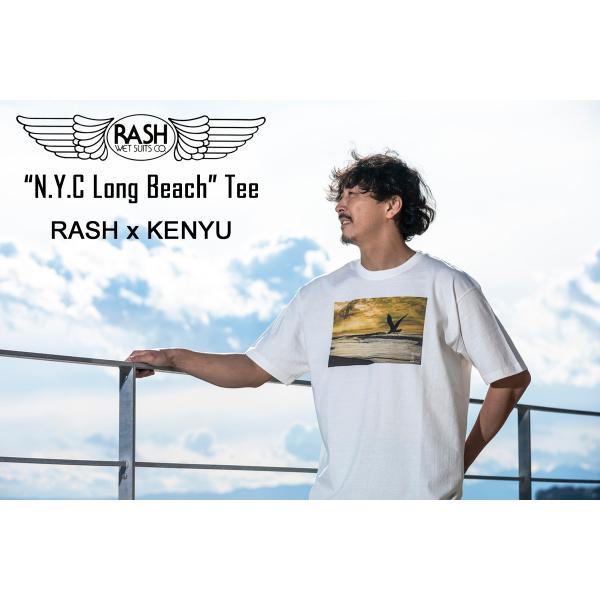 日本が誇るサーフィンフォトグラファーの巨匠「Kenyu photography」とのコラボTee。こちらは旅先、ニューヨークはロングビーチを収めた一枚。オーガニックコットンを使用し、肌触りも非常に良いTeeです。カラー：オフホワイト《サイズ...