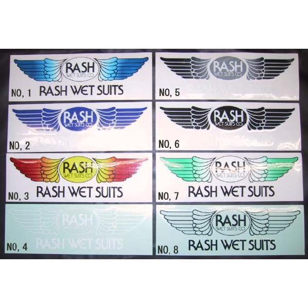 信頼と実績のブランドRASHウエットスーツの永遠の羽マークステッカー大（カッティングステッカー）サイズ：30cm x 8.5cm■画像はPCモニター等により実際の色合いと違って見える場合がございますこと予めご了承ください。■ゆうパケットでの...