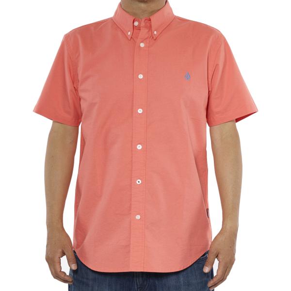 VOLCOM（ボルコム） オックスフォード半袖シャツ【VS OX S/S】JAPN企画商品人気のVOLCOMオックスフォードシャツ。素材：100%コットンカラー：SPK《サイズの目安》平置き採寸　Ｍ：肩幅（約43cm）身幅（約51cm）着丈...