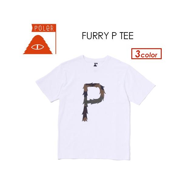 ポーラーらしいシックなカラーリングで展開する、ベーシックなクルーネック半袖Tシャツ。「FURRY（毛に覆われた）」という商品名の通り、ポーラーの頭文字である「P」が毛皮をまとっているようなグラフィックがユニークです。