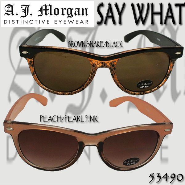 AJ MORGAN/エイジェイモーガンEYE WEAR/サングラスSAY WHATUV400ＵＶ４００カットをしていますので紫外線を通しません。上品なデザインです幅約14cmです縦約4.5cmですカラーBROWN SNAKE/BLACKPE...