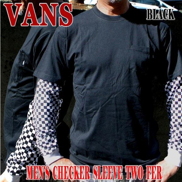 VANS/バンズ（VN0A3HQA2OB）CHECKER SLEEVE TWO-FER LONG SLEEVE L/STEEMENS 男性用 長袖Ｔシャツ 袖プリントVANSから長袖Ｔシャツが入荷!!!肩の縫い目からチェッカープリントの長袖...