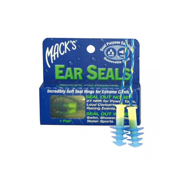 USAでNo.1セールスを誇るイヤーケアグッズのMACK'S。お求めやすい価格帯に機能的な商品のラインナップは全てのサーファー＆マリンスポーツに最適です。フランジタイプの耳栓です。左右の耳栓をコードで繋ぎ、紛失しにくくなっています。ソフトな...