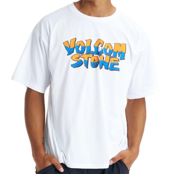 VOLCOM BURNING SURF SSカラー：WHITEコットンタッチのポリエステルジャージーを使用した、半袖ラッシュガード/ユーティリティTシャツ。ポリエステルの捲縮糸（けんしゅくし）によって、高いストレッチ性を保ちながら劣化に強く...