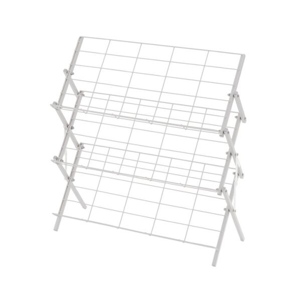 折りたたみ可能で、省スペースなシューズラックスチール素材で通気性も良く、見た目もサイズもスッキリとしたデザインのシューズラック。更に、折りたたみが可能なので、使わない時は場所を取らずに収納しておけます。●斜めの収納棚で、取りやすい設計●かか...