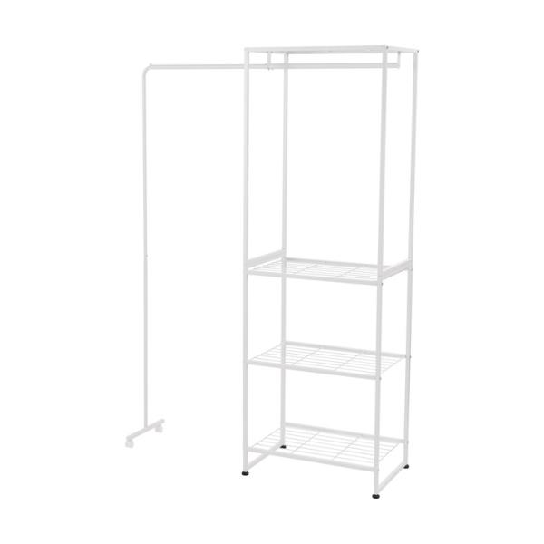 ●伸縮可能なハンガー機能付きのスチールラック●シンプルで、置く場所を選ばないスチール製のラック。伸縮機能が付いたハンガーが付いており、衣類を掛ける量やお部屋の広さに合わせて、ハンガーの幅を調整する事が出来ます。●ラックの脚はアジャスター付き...