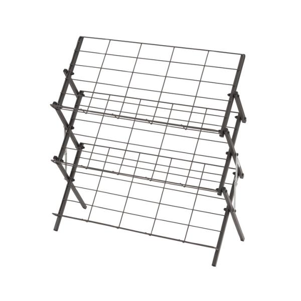 折りたたみ可能で、省スペースなシューズラックスチール素材で通気性も良く、見た目もサイズもスッキリとしたデザインのシューズラック。更に、折りたたみが可能なので、使わない時は場所を取らずに収納しておけます。●斜めの収納棚で、取りやすい設計●かか...