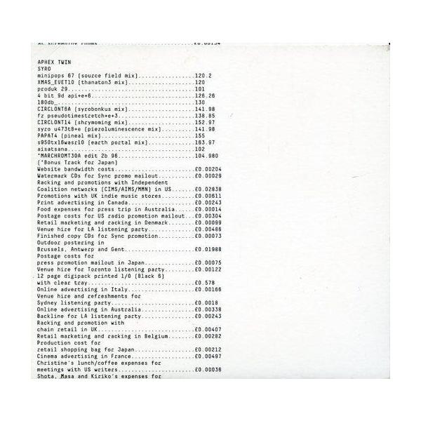 商品名：中古洋楽CD APHEX TWIN / SyroBRC-444(1)minipops 67(120.2)(source field mix)(2)XMAS_EVET10(120)(thanaton3 mix)(3)produk 29...