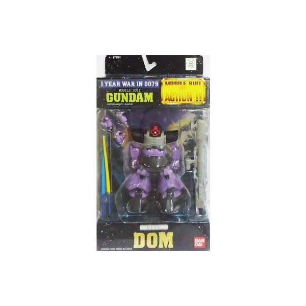 商品名：中古フィギュア MS IN ACTION!! ドム 「機動戦士ガンダム」商品解説■黒い三連星の乗機、ドムのアクションフィギュア。【セット内容】フィギュア本体、差替え用手首×3(右2、左1)、ヒートサーベル×2、ジャイアントバズーカ【...