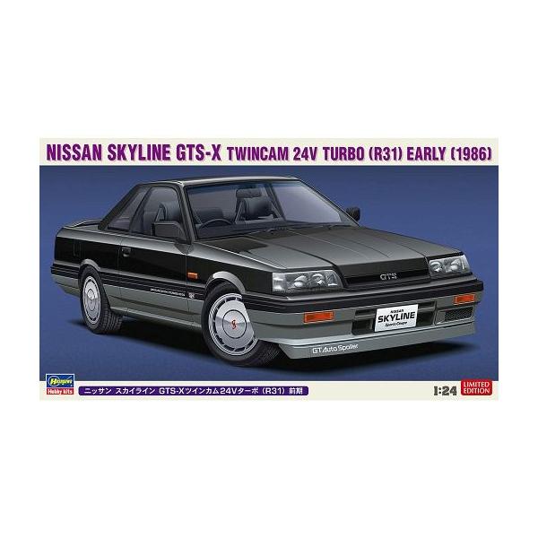 商品名：中古プラモデル 1/24 ニッサン スカイライン GTS-X R31 [20428]20428商品解説■180馬力DOHC24Vターボエンジン搭載、標準設定のアルミホイールを装備。1986年に登場したR31前期型の最高級グレード車。...