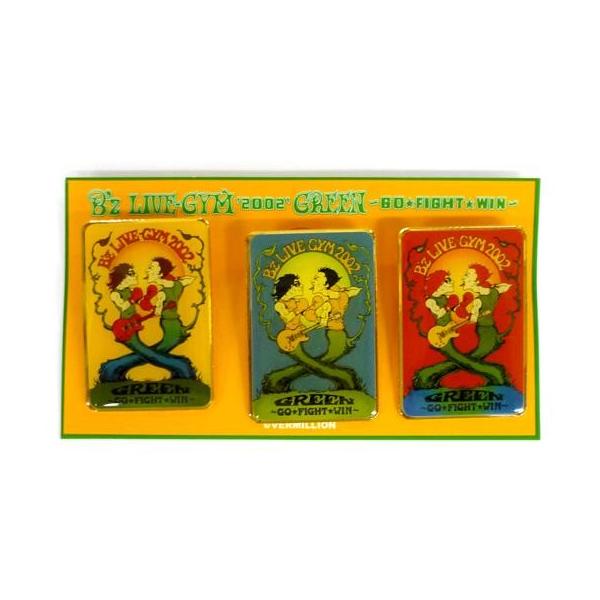 商品名：中古バッジ・ピンズ(男性) B’z ピンバッジ3個セット 「B’z LIVE-GYM 2002 GREEN 〜GO★FIGHT★WIN〜」商品解説■「B’z LIVE-GYM 2002 GREEN 〜GO★FIGHT★WIN〜」の公...