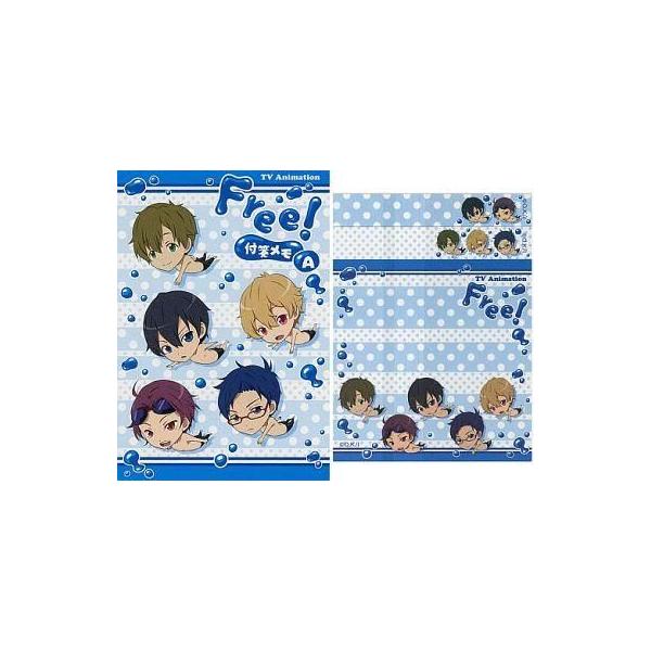 商品名：中古ノート・メモ帳 Free! 付箋メモA(ちびキャラ 水着)0913A商品解説■TVアニメ「Free!」より、ちびキャライラストがカワイイ付箋メモが登場!!【商品詳細】サイズ：大 縦約7.5×横約7.5cm/小 縦約1×横約7.5cm