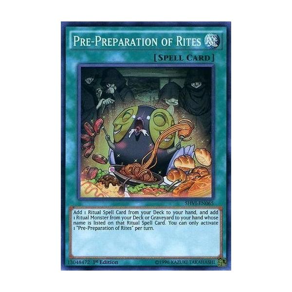 商品名：中古遊戯王 SHVI-EN065[SR]：Pre-Preparation of Rites/儀式の下準備遊戯王/SR/魔法/英語版/Shining Victories分類：魔法/レア度：SRシリーズ：英語版/Shining Vict...