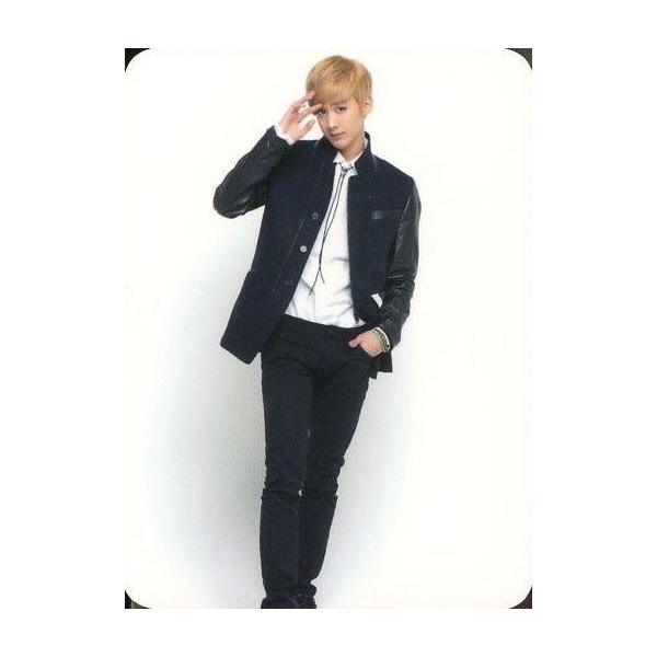 商品名：中古コレクションカード(男性) TEEN TOP/CHUNJI(チョンジ)/全身(足見切れ)・衣装黒・白・右手髪の毛・左手ポケット/「TEENTOP 2014 Arena Tour “HIGH KICK”」公式グッズトレカコレクショ...