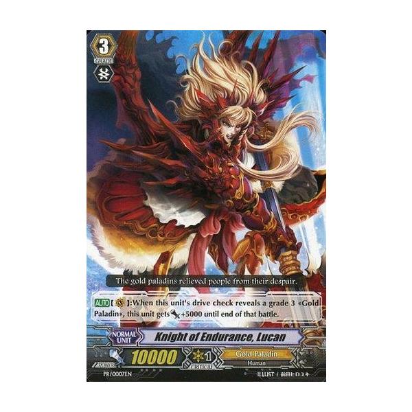 商品名：中古ヴァンガード PR/0007EN[PR]：Knight of Endurance， Lucanヴァンガード/英語版/PR/ノーマルユニット/ゴールドパラディン/英語版カードファイトパックvol.1分類：ノーマルユニット/レア度：...