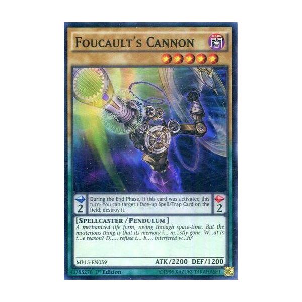 商品名：中古遊戯王 MP15-EN059[SR]：Foucault’s Cannon/フーコーの魔砲石遊戯王/SR/ペンデュラムモンスター/英語版/2015 Mega-Tin Mega Pack分類：ペンデュラムモンスター/レア度：SRシリ...