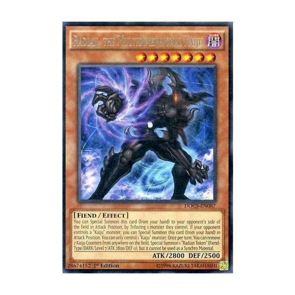 商品名：中古遊戯王 DOCS-EN087[R]：Radian the Multidimensional Kaiju/多次元壊獣ラディアン遊戯王/R/効果モンスター/英語版/Dimension of Chaos分類：効果モンスター/レア度：R...