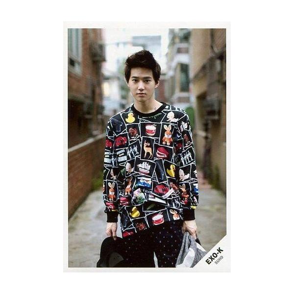 商品名：中古生写真(男性) EXO-K/スホ(SUHO)/膝上・衣装黒白・右手帽子・体正面・ポストカードサイズ/公式生写真生写真(男性)/アイドル/EXO-K