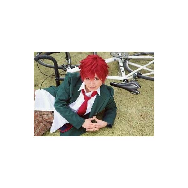 商品名：中古生写真(男性) 鳥越裕貴(鳴子章吉)/横型・膝上・制服・自転車・笑顔・キャラクターショット/舞台『弱虫ペダル』 インターハイ篇 The Second Order ブロマイド生写真(男性)/俳優