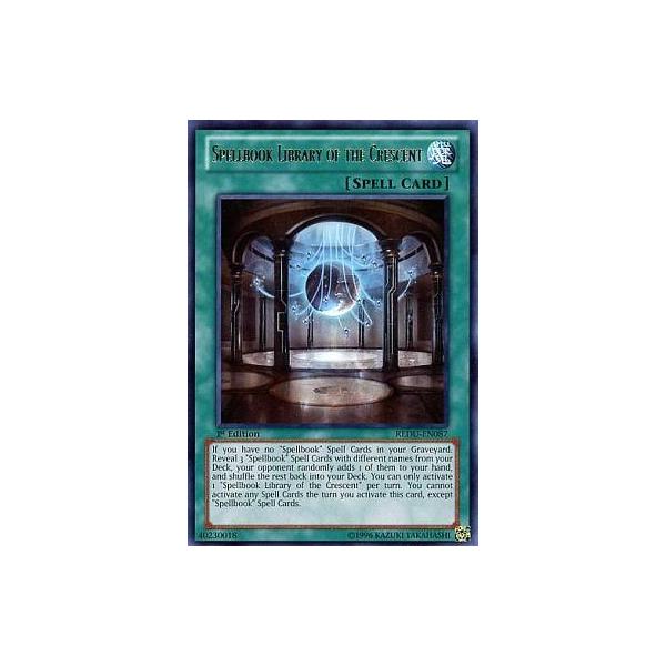 商品名：中古遊戯王 REDU-EN087[R]：Spellbook Library of the Crescent/魔導書庫クレッセン遊戯王/R/魔法/英語版/Return of the Duelist分類：魔法/レア度：Rシリーズ：英語版...