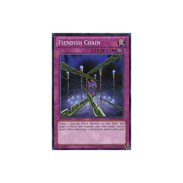 商品名：中古遊戯王 SDWA-EN036[N]：Fiendish Chain/デモンズチェーン遊戯王/N/罠/英語版/Structure Deck：Samurai Warlords分類：罠/レア度：Nシリーズ：英語版/Structure D...