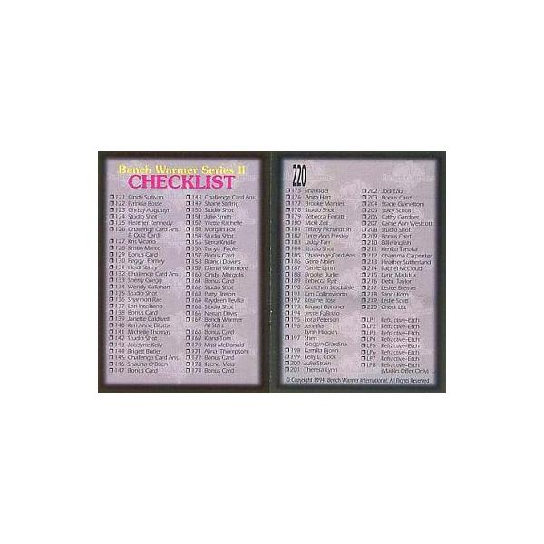 商品名：中古コレクションカード（女性） 220：Bench Warmer Series II CHECKLISTコレクションカード（女性）/Bench Warmer Series 2used0130_tradingcard