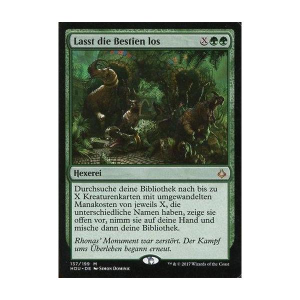 商品名：中古マジックザギャザリング [神話R]：【ドイツ語版】Uncage the Menagerie/生類解放マジックザギャザリング/ドイツ語版/神話R/破滅の刻/緑分類：緑/レア度：神話R分類：緑/レア度：神話R