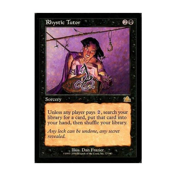 商品名：中古マジックザギャザリング 77/143[R]：【PCY】Rhystic Tutor/リスティックの教示者マジックザギャザリング/英語版/R/黒/PROPHECY(プロフェシー)分類：黒/レア度：Rシリーズ：PROPHECY(プロフ...