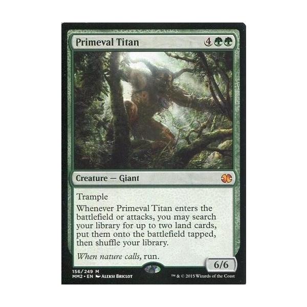 商品名：中古マジックザギャザリング 156/249[神話R]：【MM2】Primeval Titan/原始のタイタンマジックザギャザリング/英語版/神話R/緑/モダンマスターズ 2015分類：緑/レア度：神話Rシリーズ：モダンマスターズ 2...