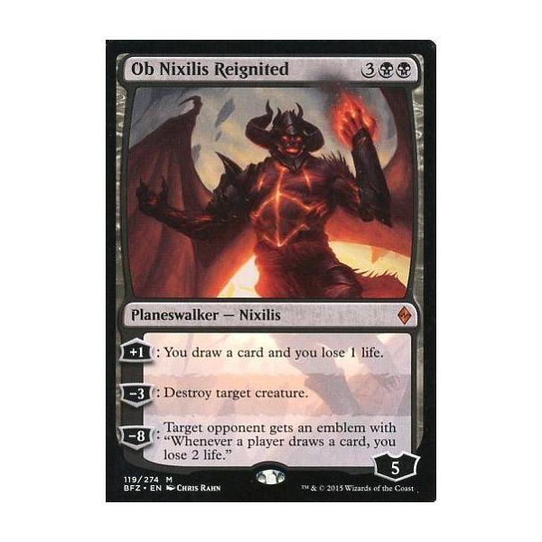 商品名：中古マジックザギャザリング [神話R]：Ob Nixilis Reignited/灯の再覚醒、オブ・ニクシリスマジックザギャザリング/英語版/神話R/戦乱のゼンディカー/黒分類：黒/レア度：神話R分類：黒/レア度：神話R
