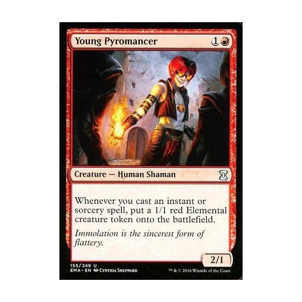 商品名：中古マジックザギャザリング 155/249[U]：【EMA】Young Pyromancer/若き紅蓮術士マジックザギャザリング/英語版/U/赤/エターナルマスターズ分類：赤/レア度：Uシリーズ：エターナルマスターズ商品解説■「マジ...