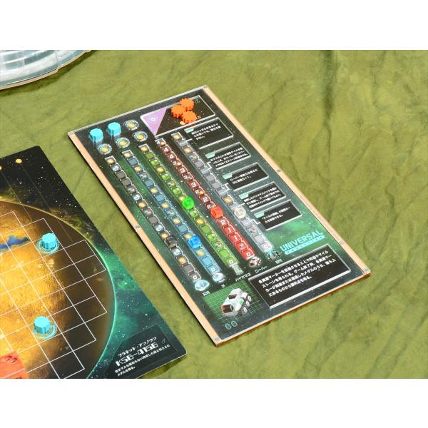 プレイ人数2人分のオーバーレイ3枚（ジャンプドライブ社専用1枚含む）セットです。ボードゲーム　プラネットアンノウンの駒が動かないようにする為のオリジナルオーバーレイ(個人ボード)大きさオーバーレイ：縦:約159mm×横:約289mm×厚さ:...