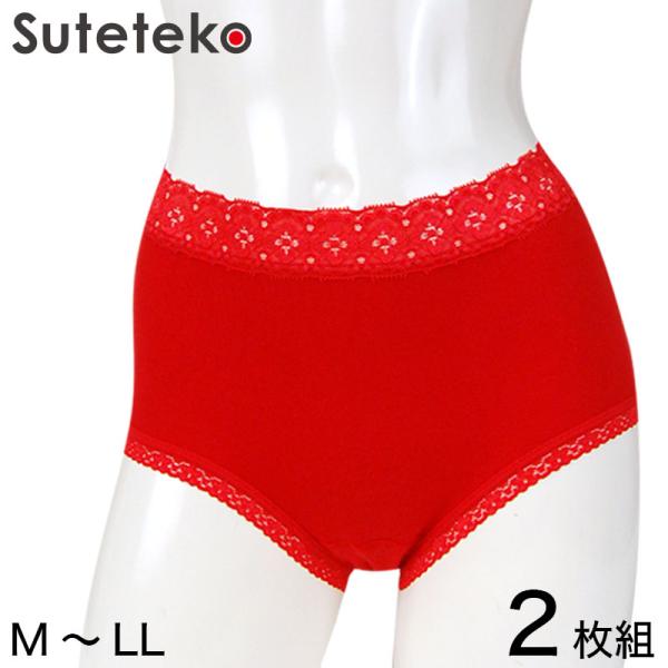 [サイズ]M(ヒップ:87-95cm)L(ヒップ:92-100cm)LL(ヒップ:97-105cm)[カラー]アカ[素材・加工]本体：綿100%（フライス）レース部分：ナイロン/ポリウレタン[生産国]日本製(MADE IN JAPAN)[関...