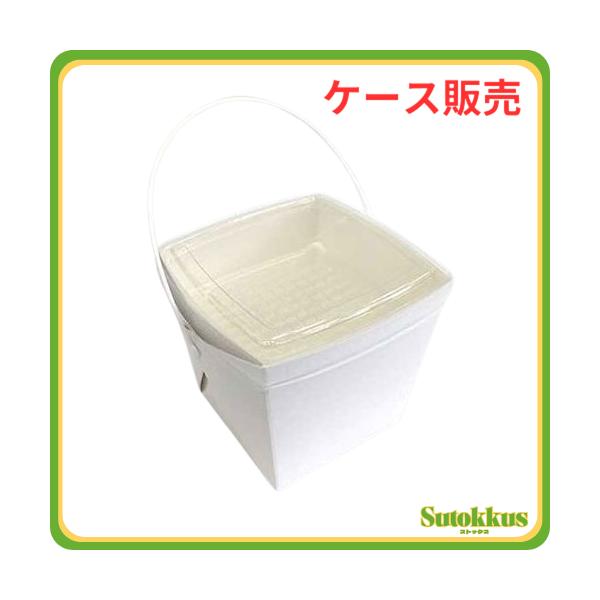 耐熱性に優れたコンビニエンスな紙製容器紙製の本体に中身の見える透明蓋の容器を重ねて２段になる容器ペールBOXの形状に、中皿となる嵌合容器付き耐水性・耐油性に優れ、汁漏れしない構造ハンドルをプラスチック製にすることで、レンジアップ対応を可能に...