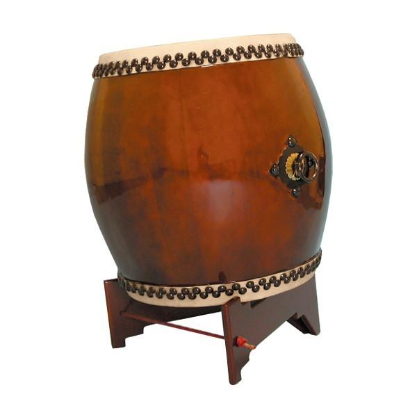【サイズ】太鼓本体：面450mm｜胴570mm【台　座】縦550×高さ240(mm)｜全高(含太鼓)730mm【素　材】面:牛皮　胴:松材　環:鉄製