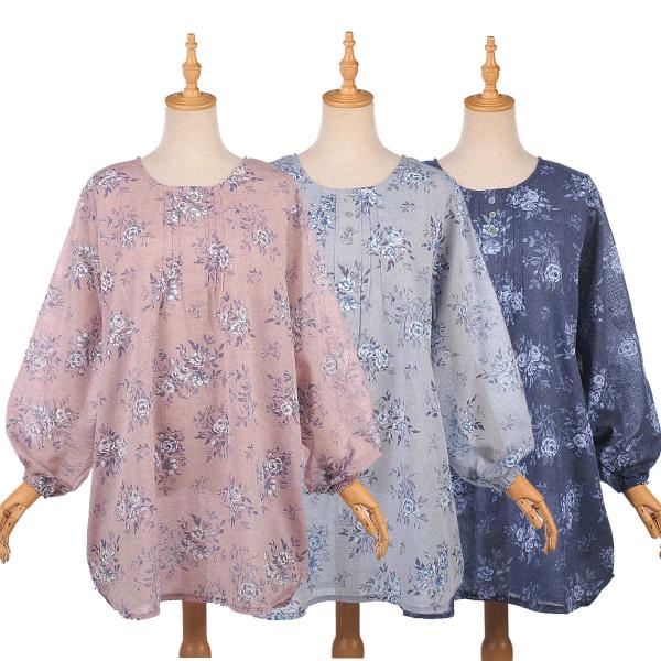 【発売日：2022年03月28日】ブランド：クスグルジャパン Kusuguru Japan品　番　：22-5121品　名　：薄手素材ブルーローズ 釦リボンあきカッポウカラー　：#1/PK ピンク、#2/BL ブルー、#3/DB デニムブルー...