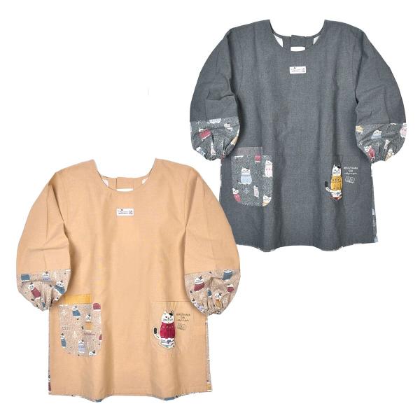 【発売日：2023年07月25日】ブランド：クスグルジャパン Kusuguru Japan品　番　：23-6527品　名　：ねこぜがわさん   ドレスあきカッポウカラー　：#1/BE ベージュ、#2/GR グリーンサイズ　：着丈80cm、身...