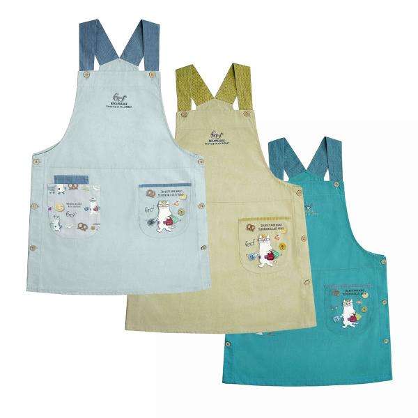 【発売日：2025年07月10日】ブランド：クスグルジャパン Kusuguru Japan品　番　：25-8501品　名　：ネコまるけ 両脇釦あきエプロンカラー　：#1/GY グレー、#2/BE ベージュ、#3/BG ブルーグリーンサイズ　...