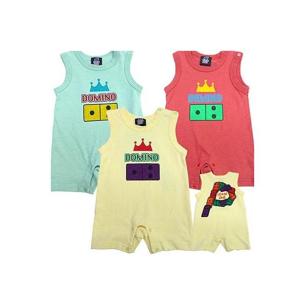 フロント、バックにドミノ柄をプリント。ちょっぴり落ち着いたカラーでユニセックスで着られます★ 肌寒い時期は中にロンTをプラスしても◎。左肩に大きめスナップ2個付きです。素　材　：　本体　綿 100%付、　属綿 95% ポリウレタン 5%サイ...