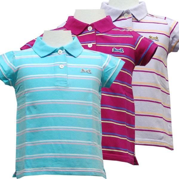 胸のロゴ刺繍がポイントのシンプルなボーダーポロシャツです。素材：COTTON 95％　SPANDEX 5％サイズ(着丈/身幅/袖丈),2T(31/26/8),3T(33/29/8),4T(35/29/8),4(36/30/8),5(38/3...