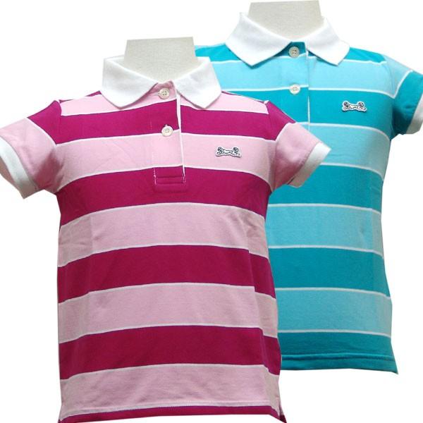 シンプルなボーダーのラグビーシャツタイプのポロシャツです。素材：COTTON 95％　SPANDEX 5％サイズ(着丈/身幅/袖丈),2T(31/25/6),3T(34/27/7),4T(35/29/7),4(36/30/8),5(37/3...